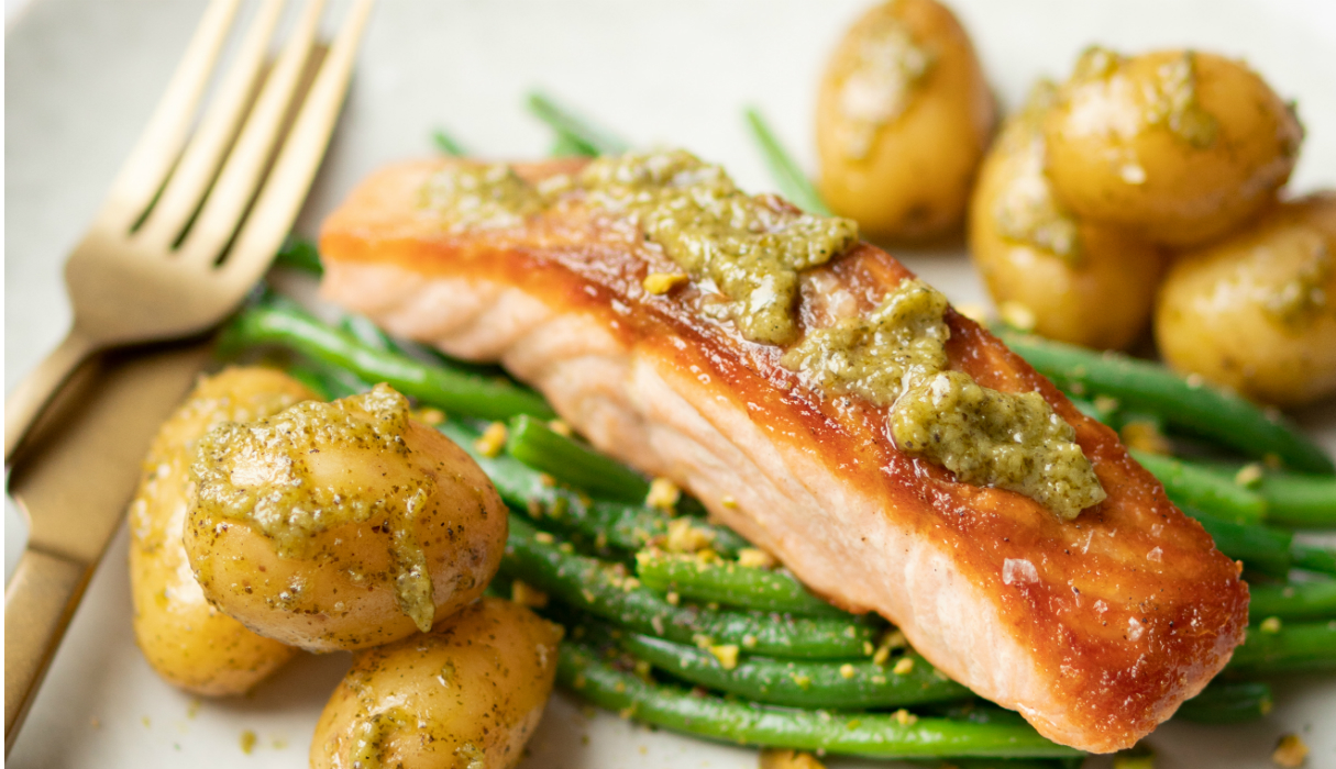 Zalm recept voor kids met salsa verde, krieltjes en haricot verts